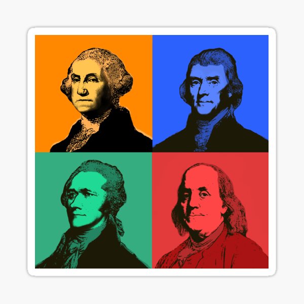 "Founding Fathers Pop Art, American History, Patriotic Shirt" Sticker ...