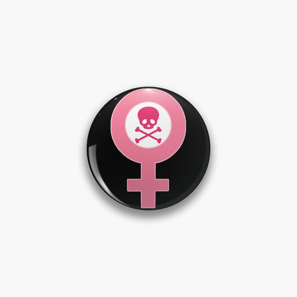 "Female Symbol with Skull and Crossbones Pink" Pin for Sale by iduzarts ...