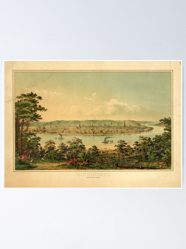"Cincinnati Ohio from a point west of Covington, KY (circa 1880 ...