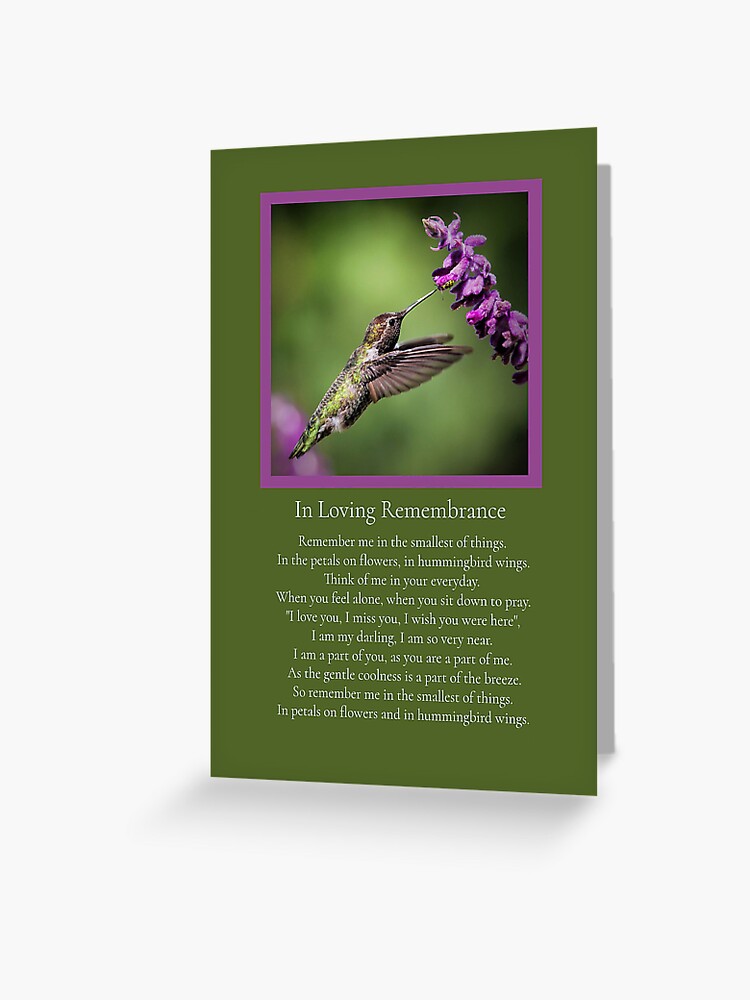 "Sympathy Spiritual Memorial Tribute with Poem and Hummingbird ...