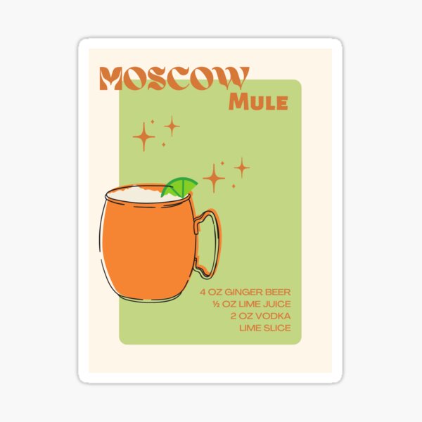 "Moscow Mule Cocktail " Sticker for Sale by emilyluftt | Redbubble
