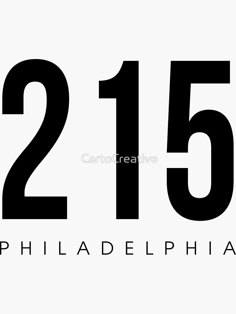 "Philadelphia, PA - 215 Area Code" Sticker for Sale by CartoCreative ...