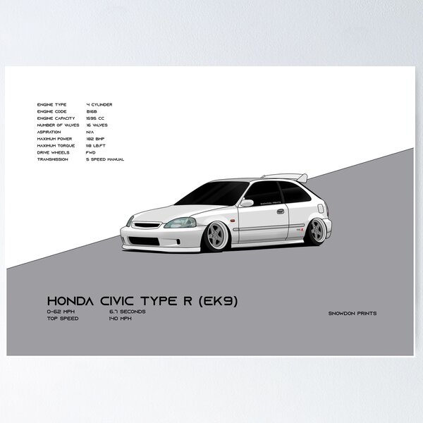 Póster for Sale con la obra «Honda Civic Type R EK9 Especificación ...