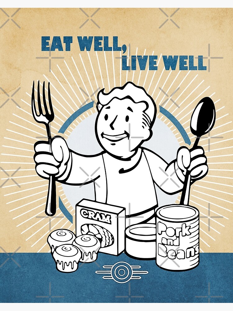 Lámina metálica «Póster de Fallout 4 Vault Boy - 2/14 ┃Comer bien ...