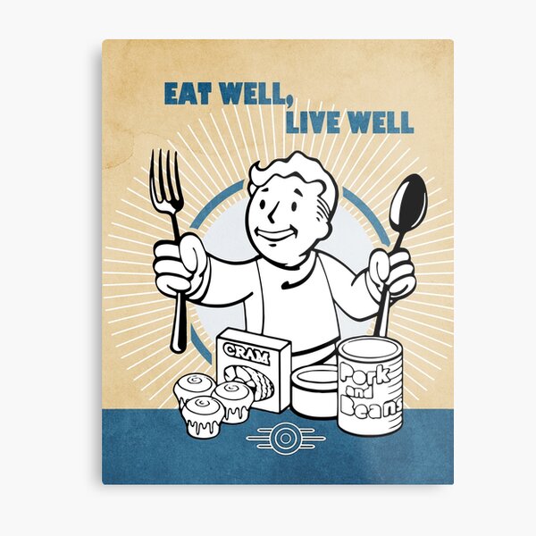 Lámina metálica «Póster de Fallout 4 Vault Boy - 2/14 ┃Comer bien ...