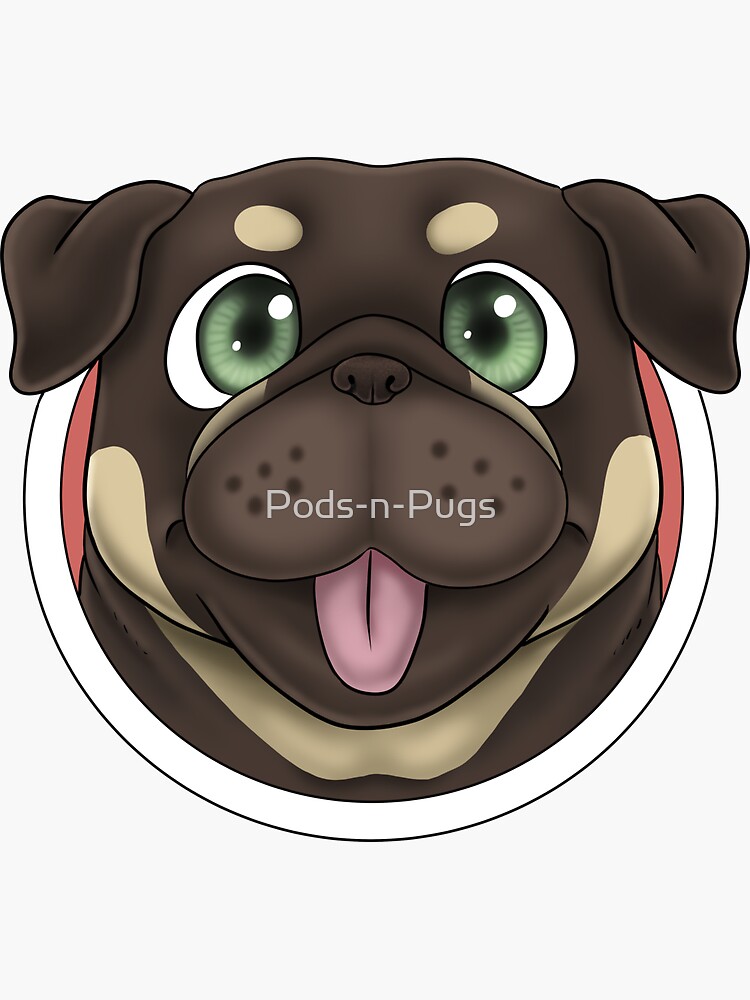"Pug Pals (Chocolate tan)" Sticker for Sale by Pods-n-Pugs | Redbubble
