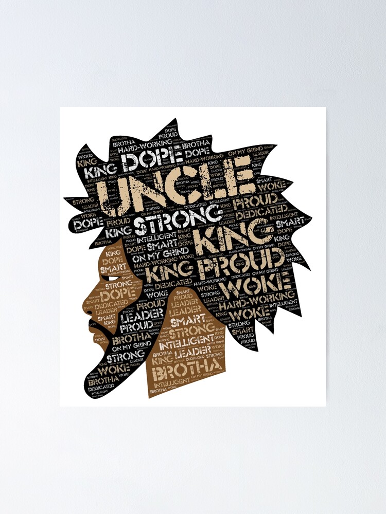 "African American Uncle | Black King Words in Afro" Poster for Sale by ...