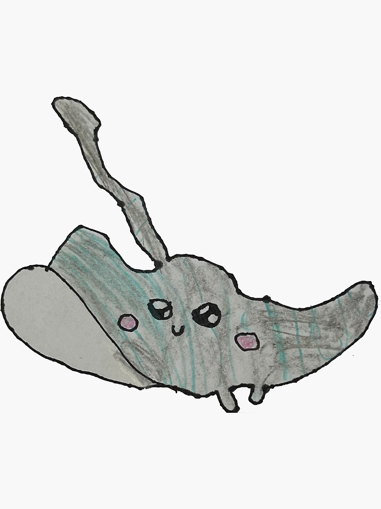 "Manta Ray - Cute Cartoon Kid Drawing" Sticker for Sale by LexiesDoodle ...