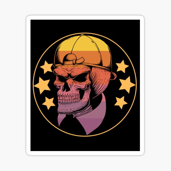 "Backwards hat skull and stars" Sticker for Sale by Disturbed-Mind ...