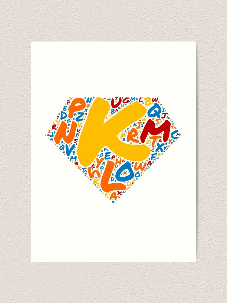 "Super Letters Alphabet Super Kiddo Hero Shield Letter K" Art Print for ...
