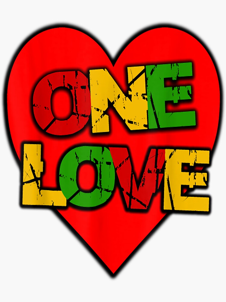 "One Love Rasta Heart Peace Reggae gift for Rastafari Lover" Sticker ...