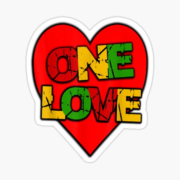 "One Love Rasta Heart Peace Reggae gift for Rastafari Lover" Sticker ...