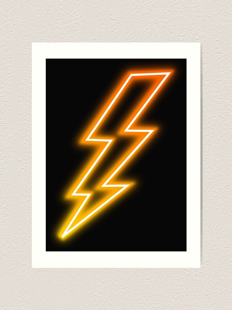 "Lightning Bolt Orange Yellow Neon Sign, Vaporwave , Cyberpunk ...