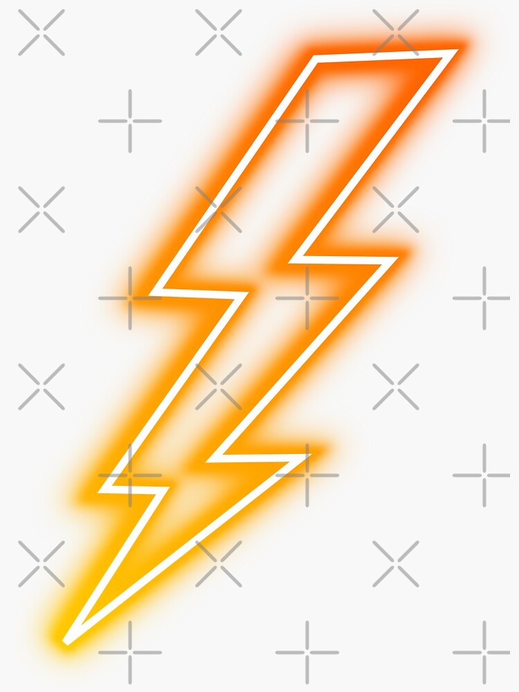 "Lightning Bolt Orange Yellow Aesthetic Neon Sign Vaporwave Cyberpunk ...