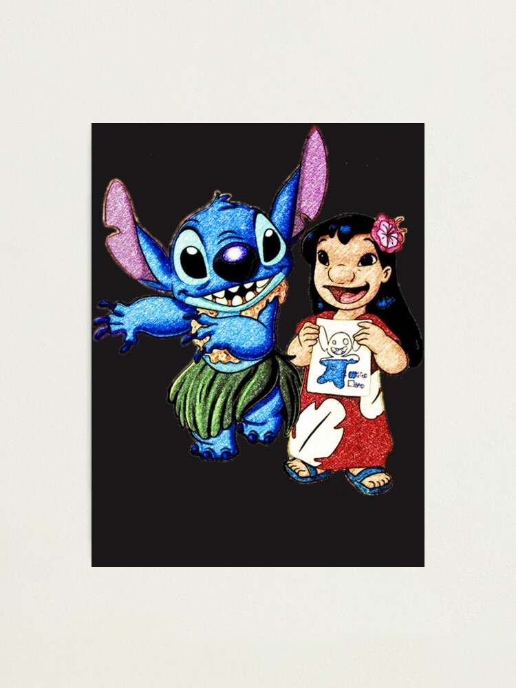 Lámina fotográfica «Lilo & Dibujo de Stitch Hula Fan Art Essentia» de ...