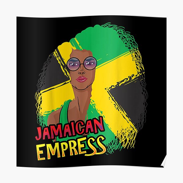 "Jamaican Empress Queen Afro Rastafari Reggae Jamaica Flag" Poster for ...