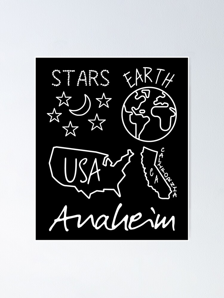 "Anaheim Stars Earth USA California White Text and Design" Poster for ...