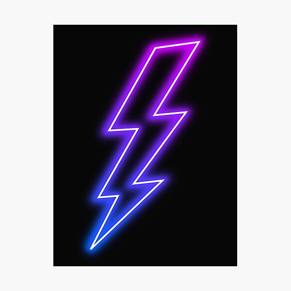 "Lightning Bolt Neon Sign, Purple Blue Aesthetic , Vaporwave ...