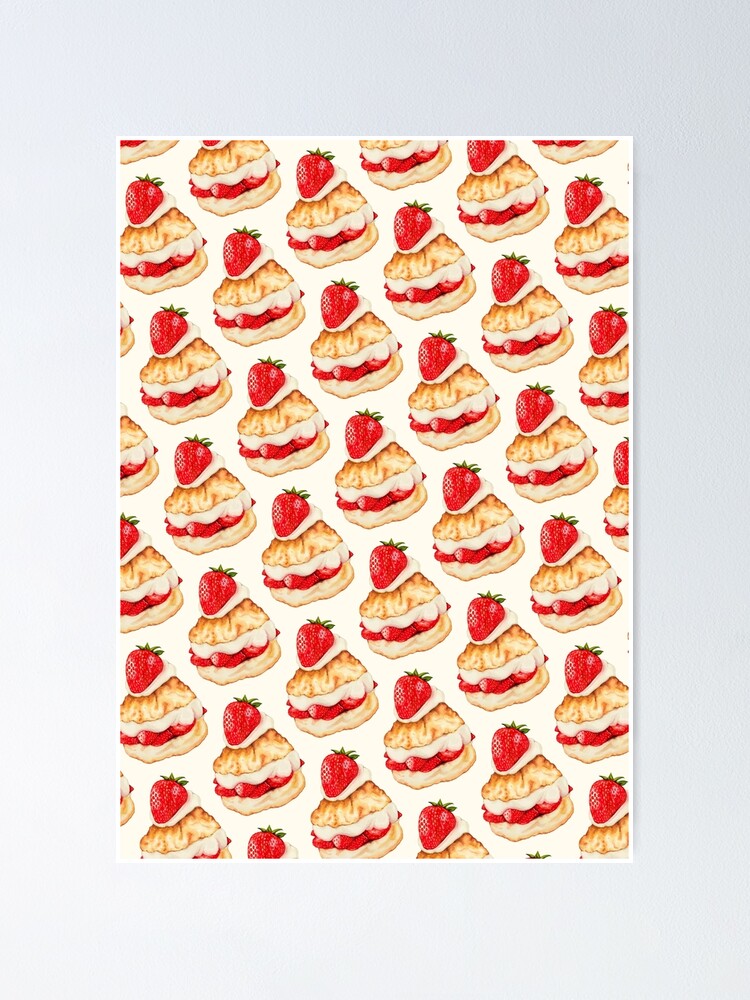 "Strawberry Shortcake Pattern - White" Poster for Sale by KellyGilleran ...