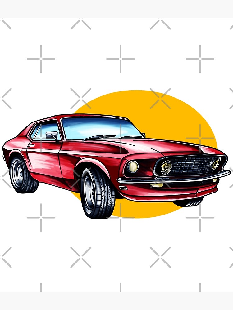 "Red Classic Mustang" Poster by Natasha2025 | Redbubble