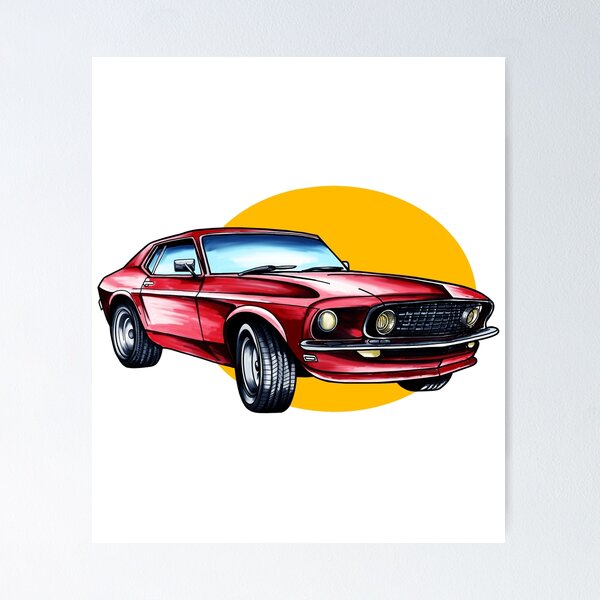 "Red Classic Mustang" Poster by Natasha2025 | Redbubble