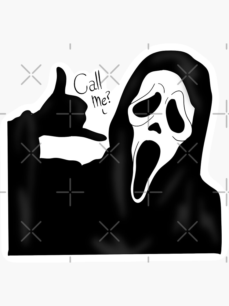 "Call me? Ghostface" Sticker for Sale by iSpwinklez | Redbubble