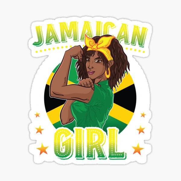 "Jamaican Girl Queen Empress Rastafari Reggae Jamaica Flag" Sticker for ...