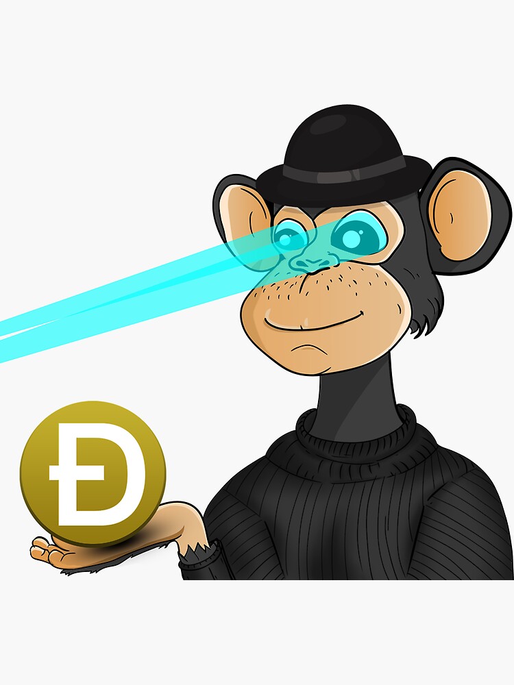 "Dawn Ape Dogecoin DOGE Blue Laser NFT" Sticker for Sale by codezela ...