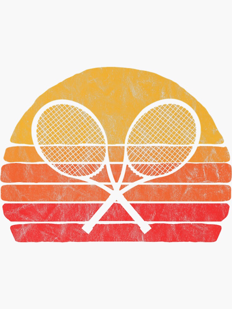 "Crossed Tennis Racquets Retro 80s Sun Vintage Sticker" Sticker for ...