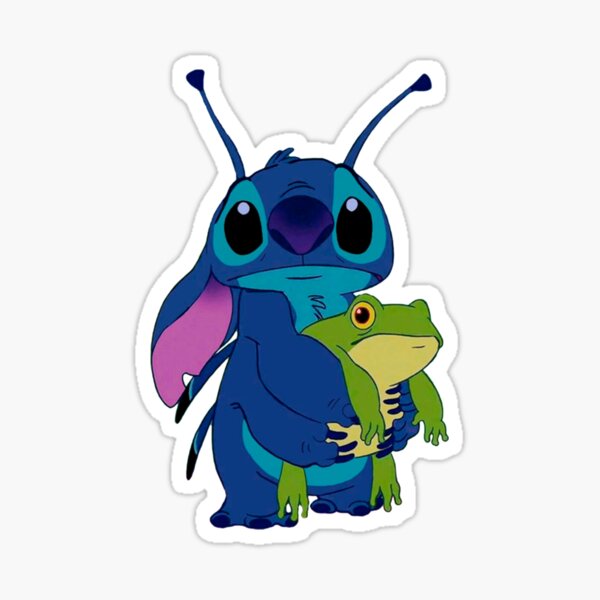 "Stitch with Frog C" Sticker for Sale by vernarebs | Redbubble