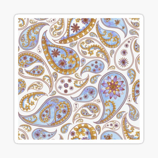 "Blue and Gold Paisley Pattern, Persian Paisley" Sticker for Sale by ...