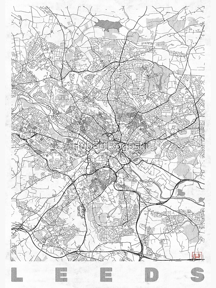 "Leeds Map Line" Sticker for Sale by HubertRoguski | Redbubble
