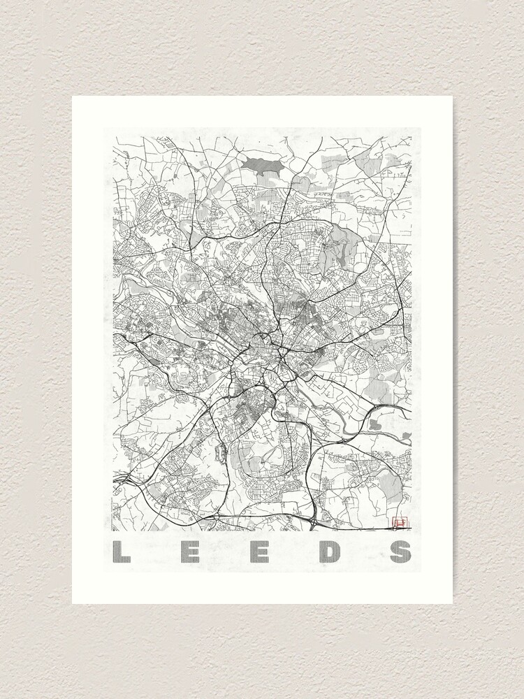 "Leeds Map Line" Art Print by HubertRoguski | Redbubble