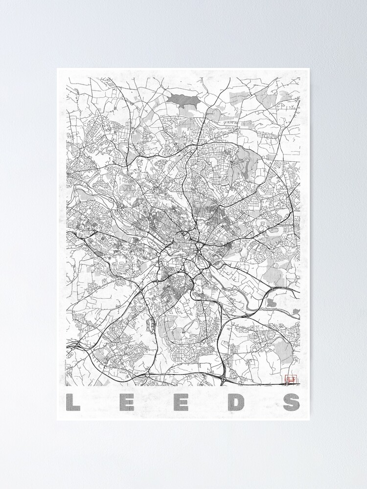 "Leeds Map Line" Poster by HubertRoguski | Redbubble