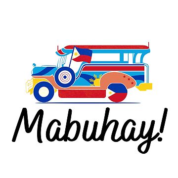 "Jeepney Mabuhay - black text" Sticker for Sale by razaldo | Redbubble
