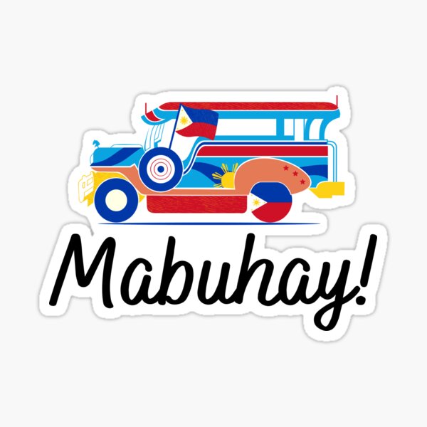 "Jeepney Mabuhay - black text" Sticker for Sale by razaldo | Redbubble