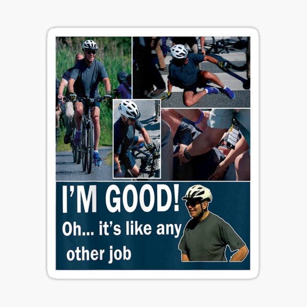 "B.i.d.e.n falling off bicycle B.i.d.e.n bike meme" Sticker for Sale by ...