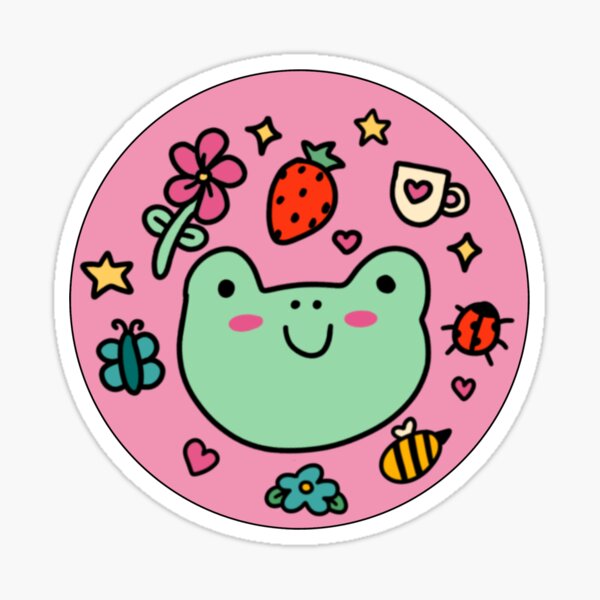 "Cute Frog Circle" Sticker for Sale by emiface | Redbubble