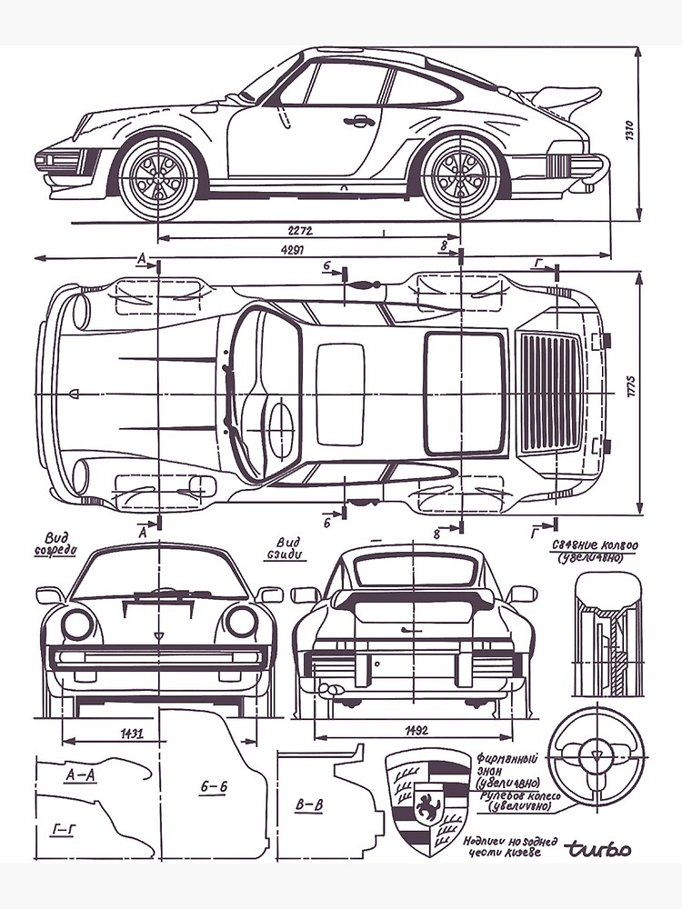 "911 930 Blueprint turbo Classic vintage" Poster for Sale by ...