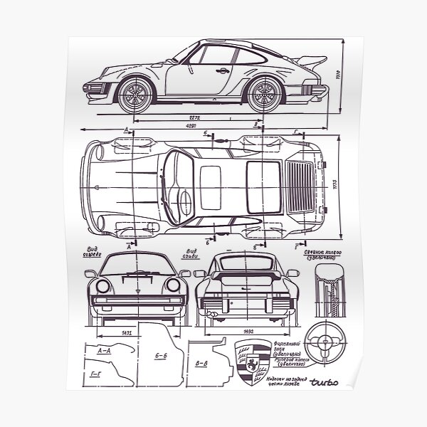 "911 930 Blueprint turbo Classic vintage" Poster for Sale by ...