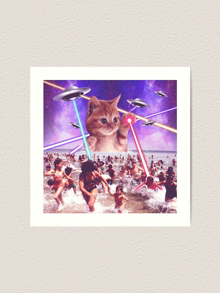 "Alien Ufo cat attack from Mars space galaxy" Art Print for Sale by ...