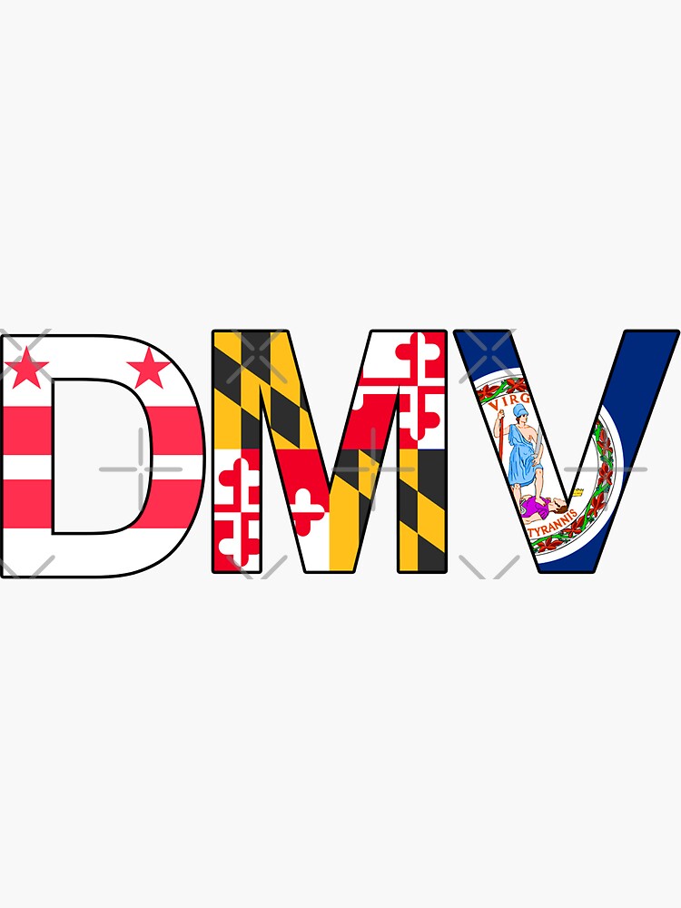 "DMV- D.C.-Maryland-Virginia" Sticker for Sale by magfrench | Redbubble