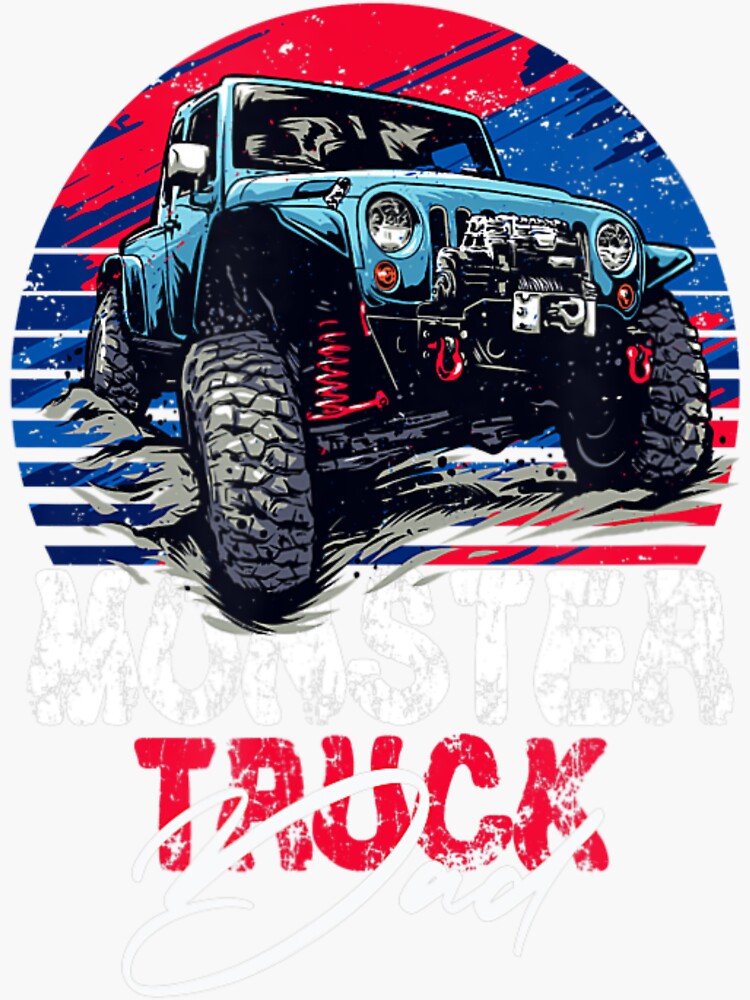 "Monster Truck Dad Us Flag Colors" Sticker for Sale by BosWuen | Redbubble