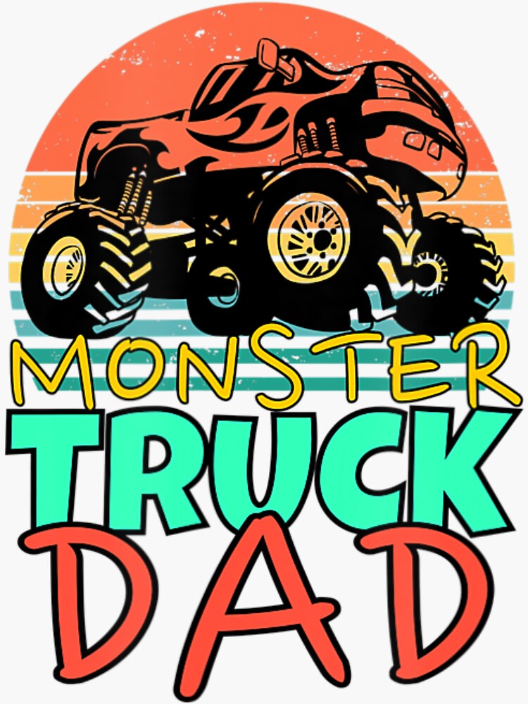 "Monster Truck Dad Vintage" Sticker for Sale by BosWuen | Redbubble