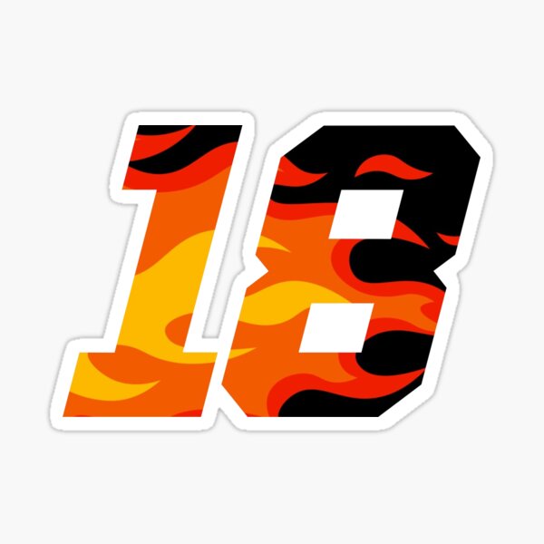 "On Fire Racing Number 18" Sticker for Sale by Danielale | Redbubble