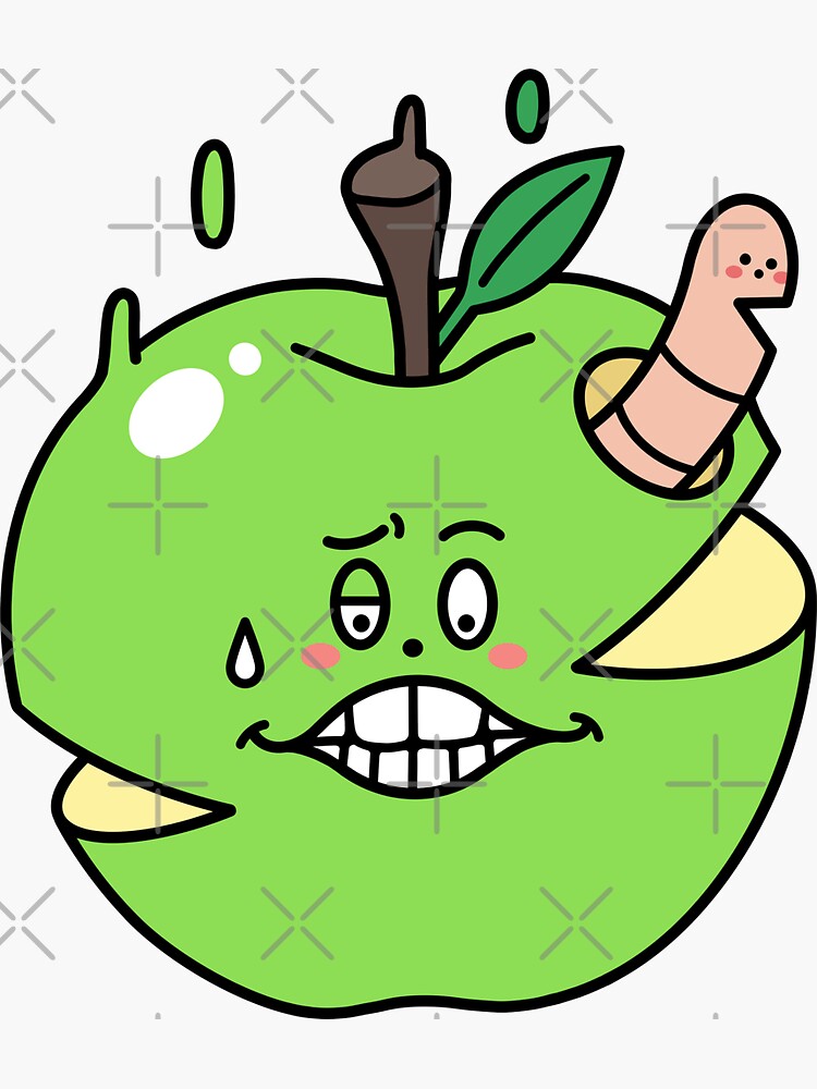 "Falling "Cutted" Green Apple 2 + Worm" Sticker for Sale by sosorimaru ...