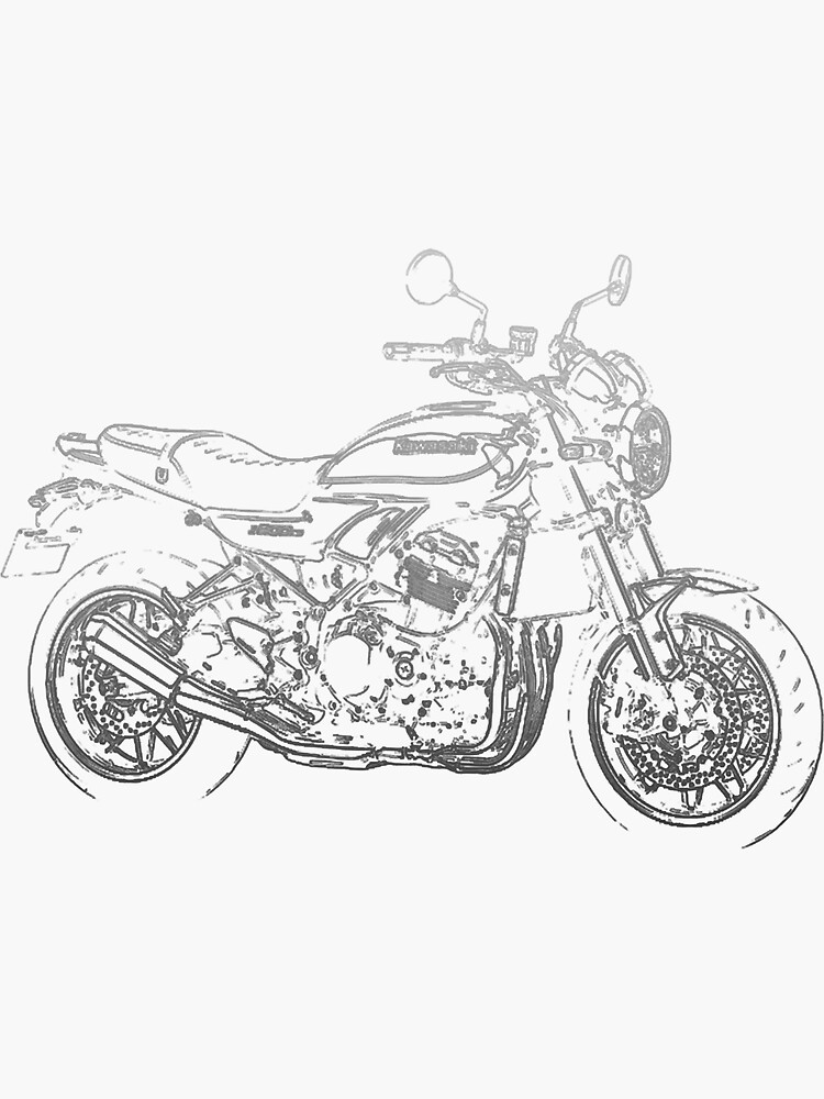 "Kawasaki Z900RS Bleistift Silhouette Motorrad Naked Bike Retro ...
