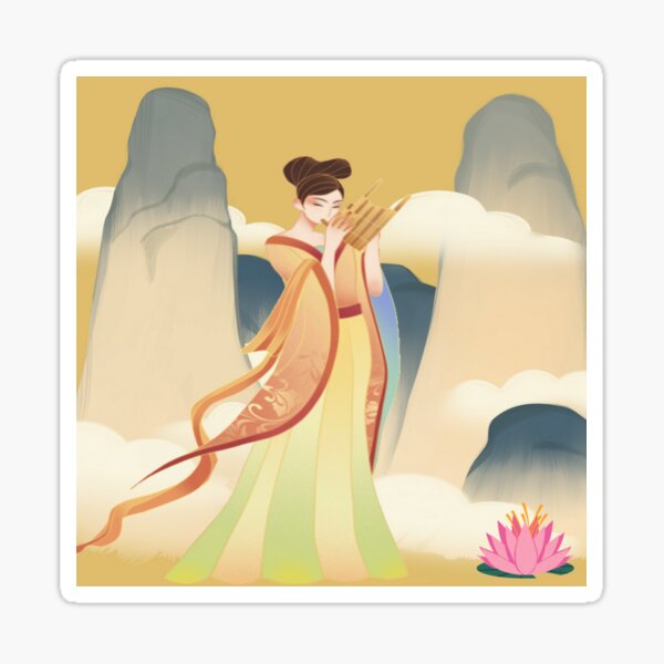 "Aesthetic Traditional Dress Chinese/Japanese Girl Playing A Flute ...