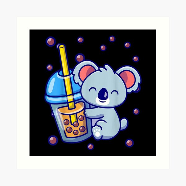 "Koala Blue Boba Tea Bubble Tea Milk Koala Bear Japanese" Art Print for ...