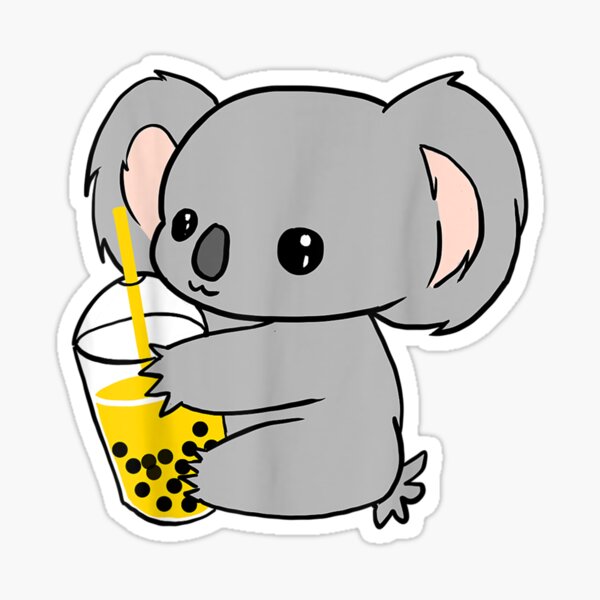 "Kawaii Koala with Boba Bubble Tea Lover Anime Kids Gifts" Sticker for ...